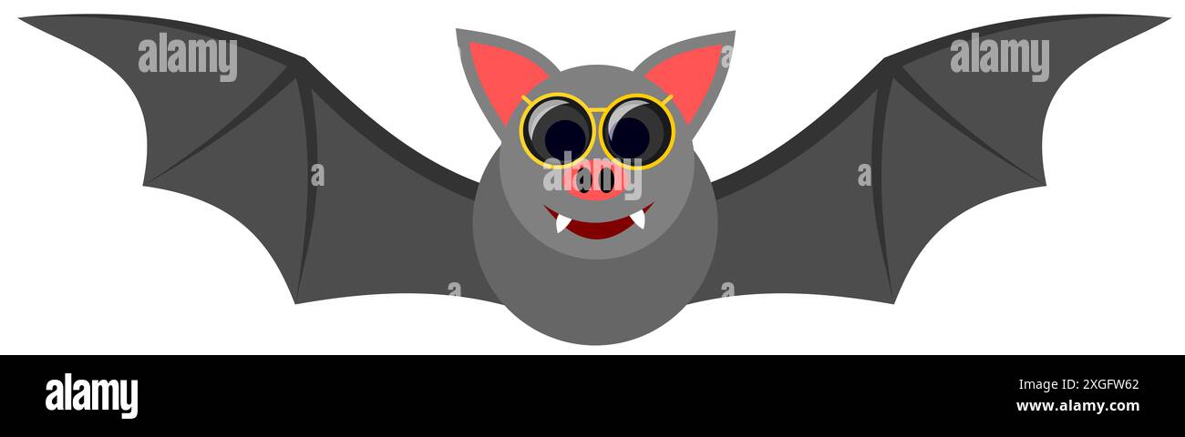 Illustration of a happy smiling bat with sunglasses, reflection and ...