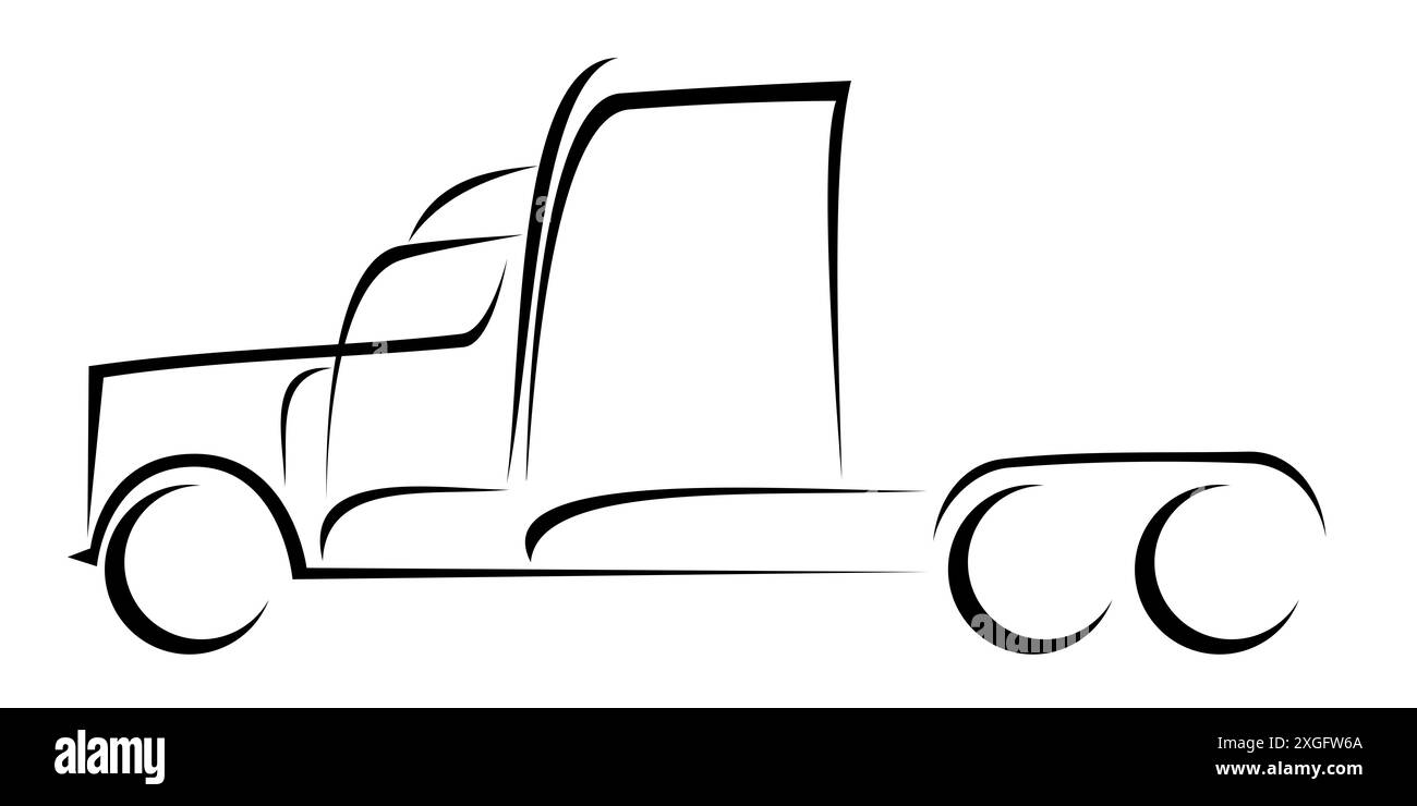Dynamic vector illustration of an American truck without a trailer as a ...