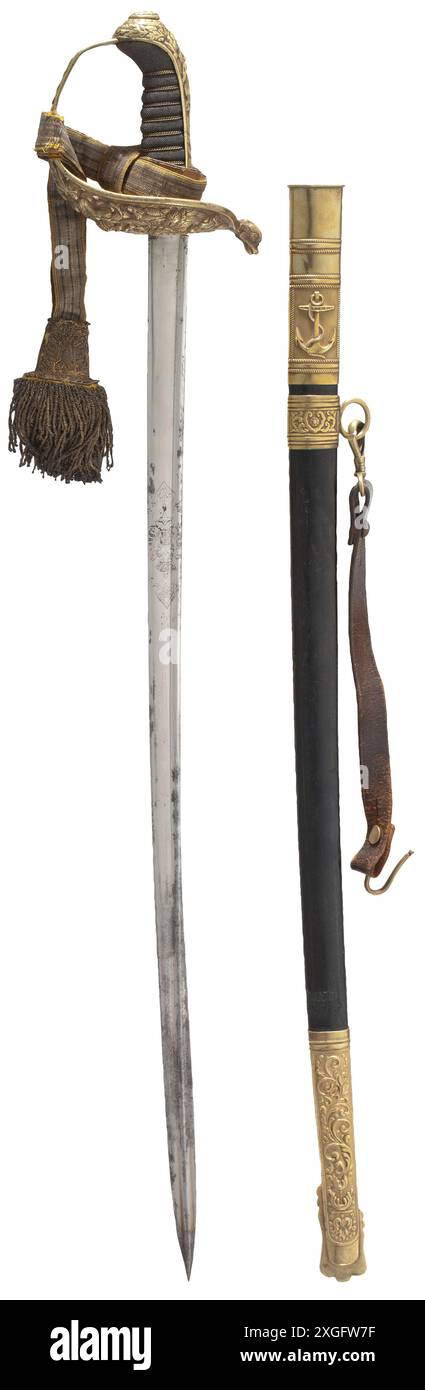 A sabre M 1850/71 for officers of the navy. Chrome-plated (slightly ...