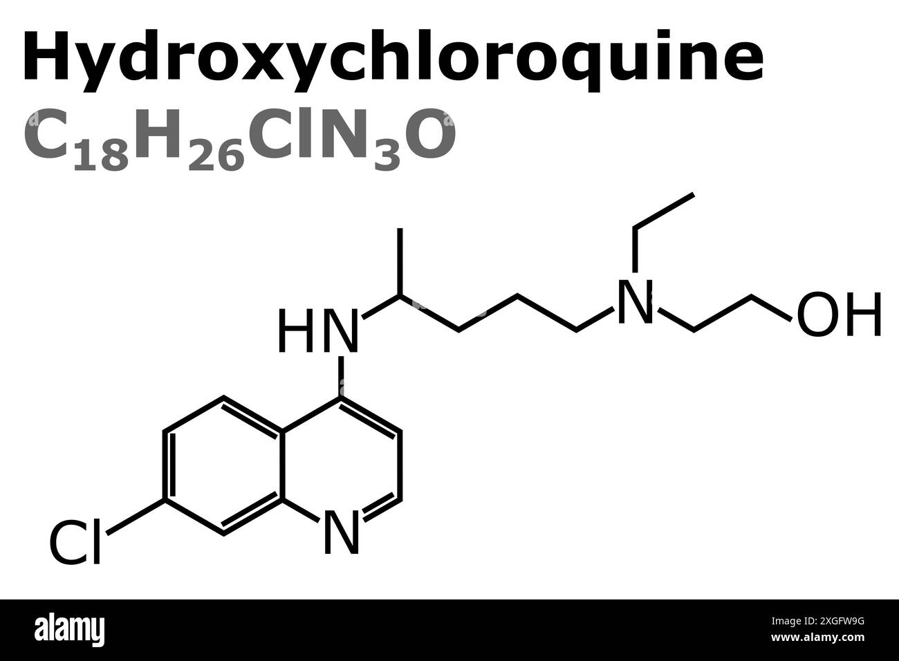 Hydroxychloroquine sulfate (HCQ, HCQS) molecule with chemical formula ...