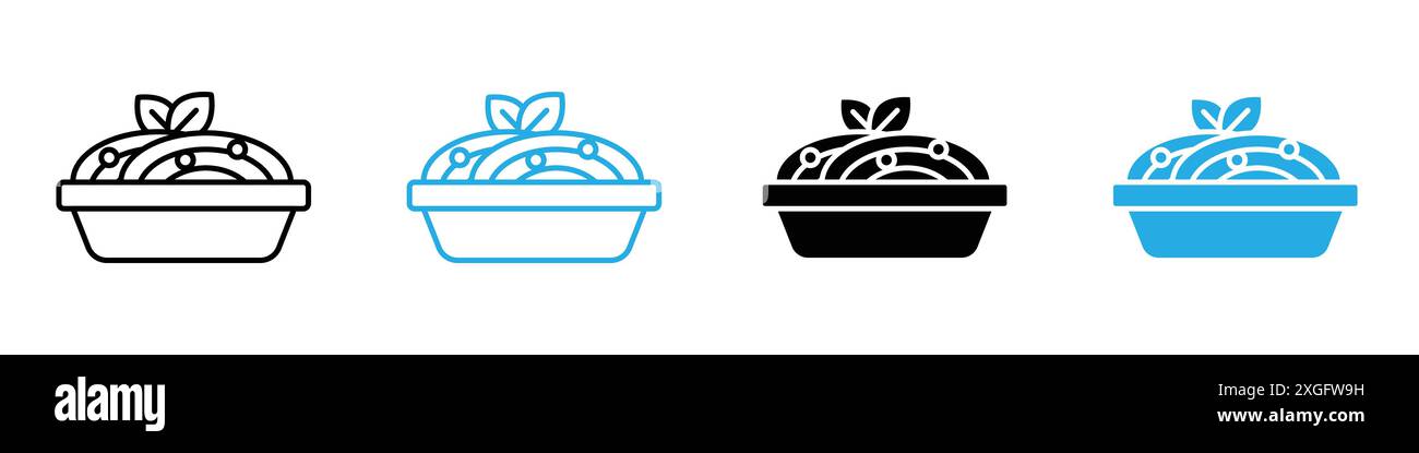 Spaghetti pasta icon vector logo set collection for web app ui Stock ...