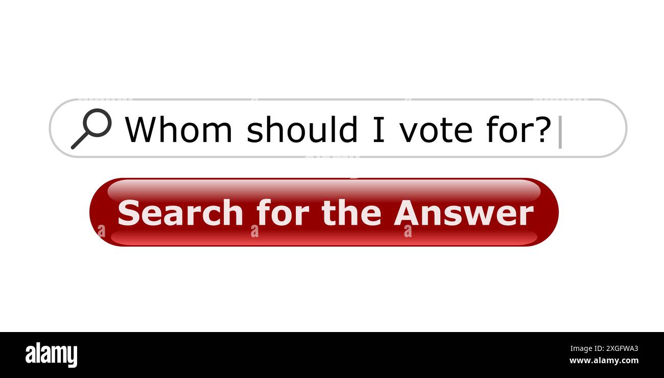 Vector illustration with a search bar and a question Whom should I vote ...