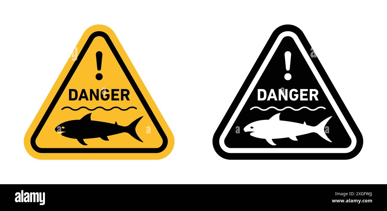 Shark warning sign vector logo set collection for web app ui Stock ...