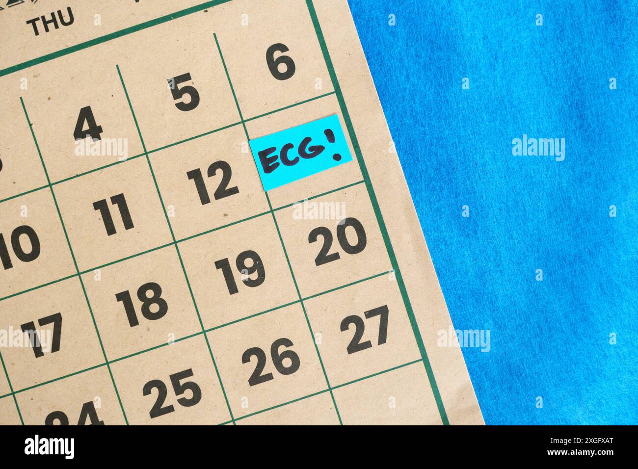ECG test or electrocardiogram medical procedure schedule concept ...