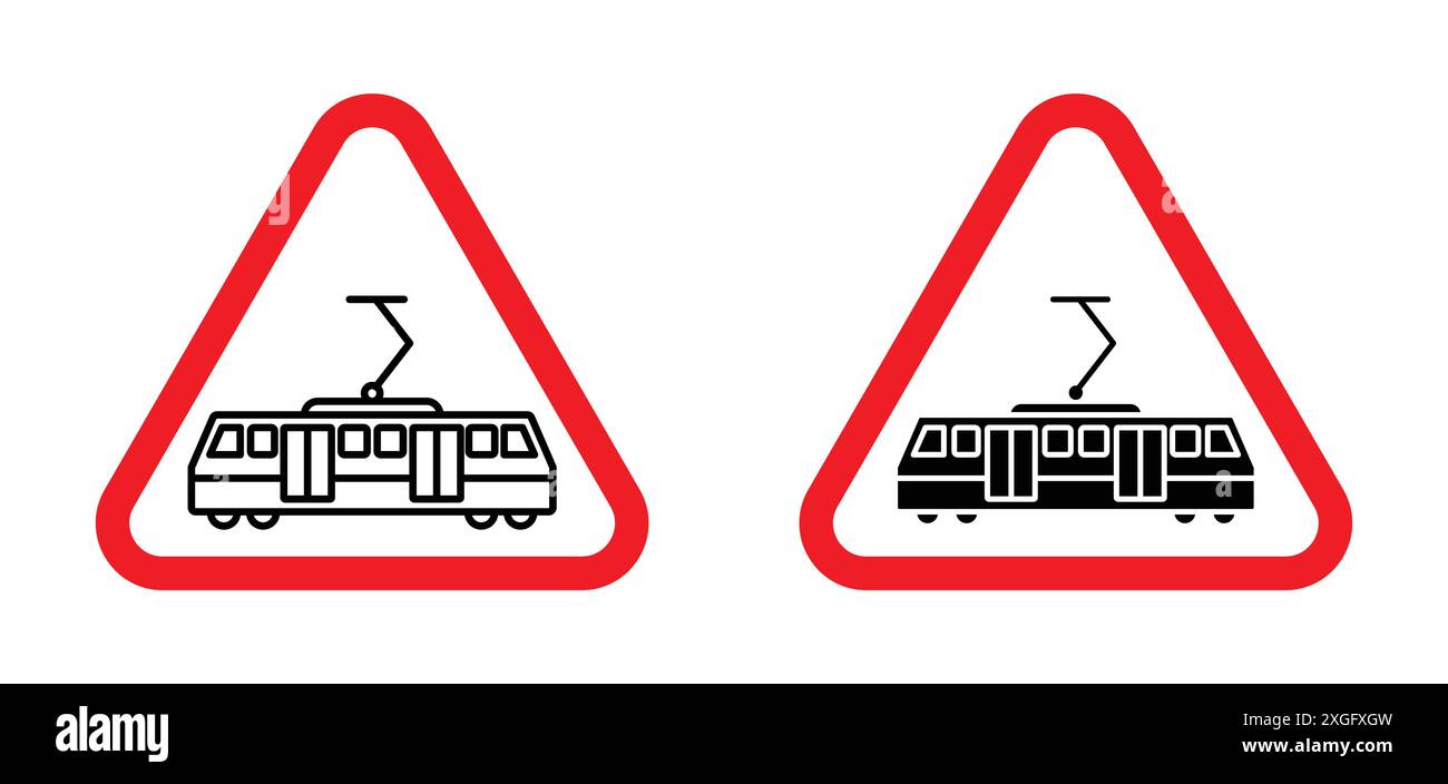 Tramway caution traffic sign vector logo set collection for web app ui Stock Vector Image & Art ...