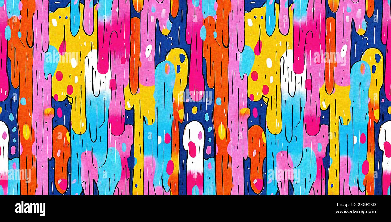Fun dripping paint effect digital banner pattern with whimsical ink ...