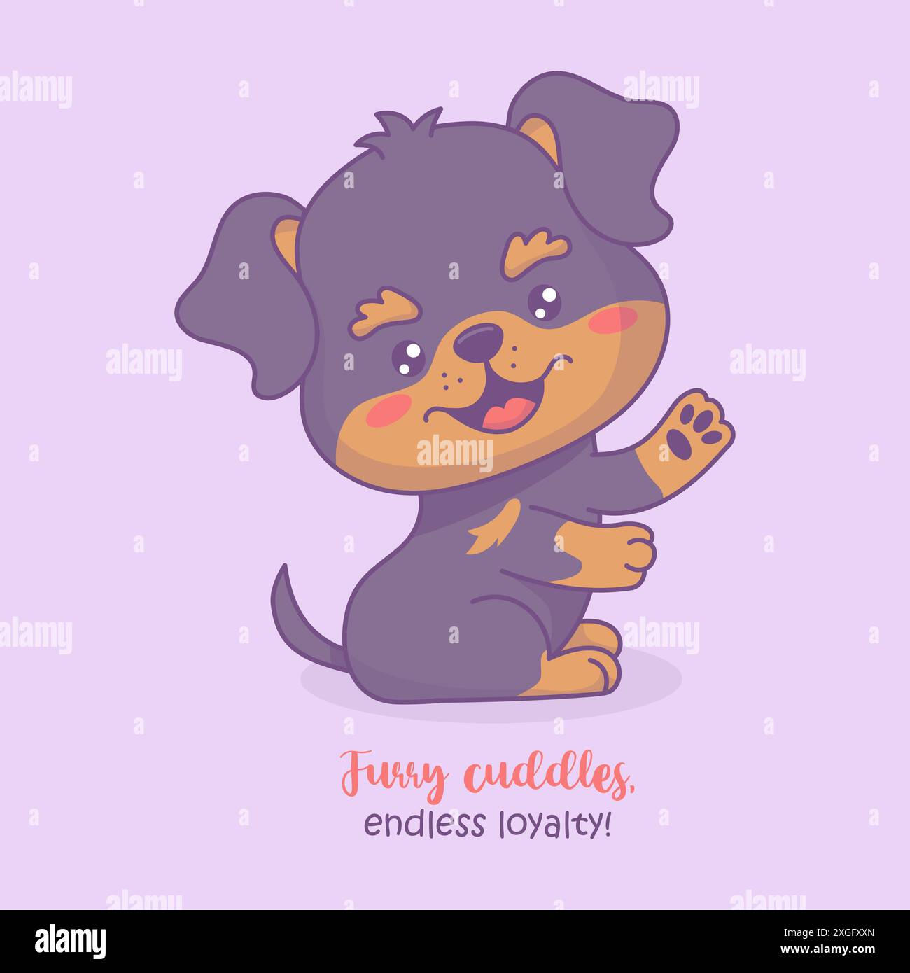 Happy smiling dog. Rottweiler puppy. Cartoon kawaii animal. Vector ...