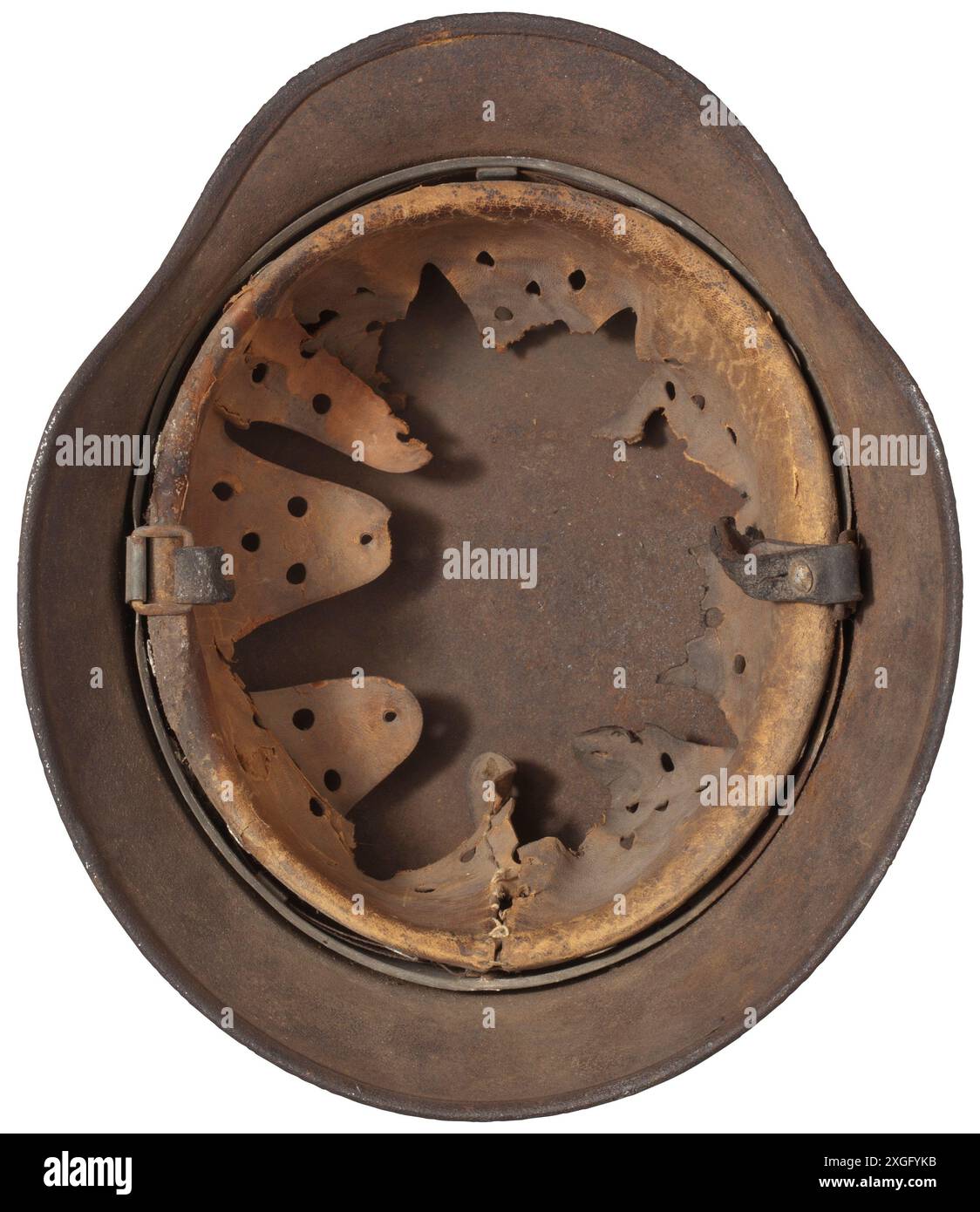 A steel helmet M 40 with decal. The shell (light rust pits) with ...