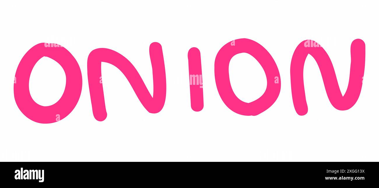 Onion hand drawn lettering word. Hand written title. Childlike word ...