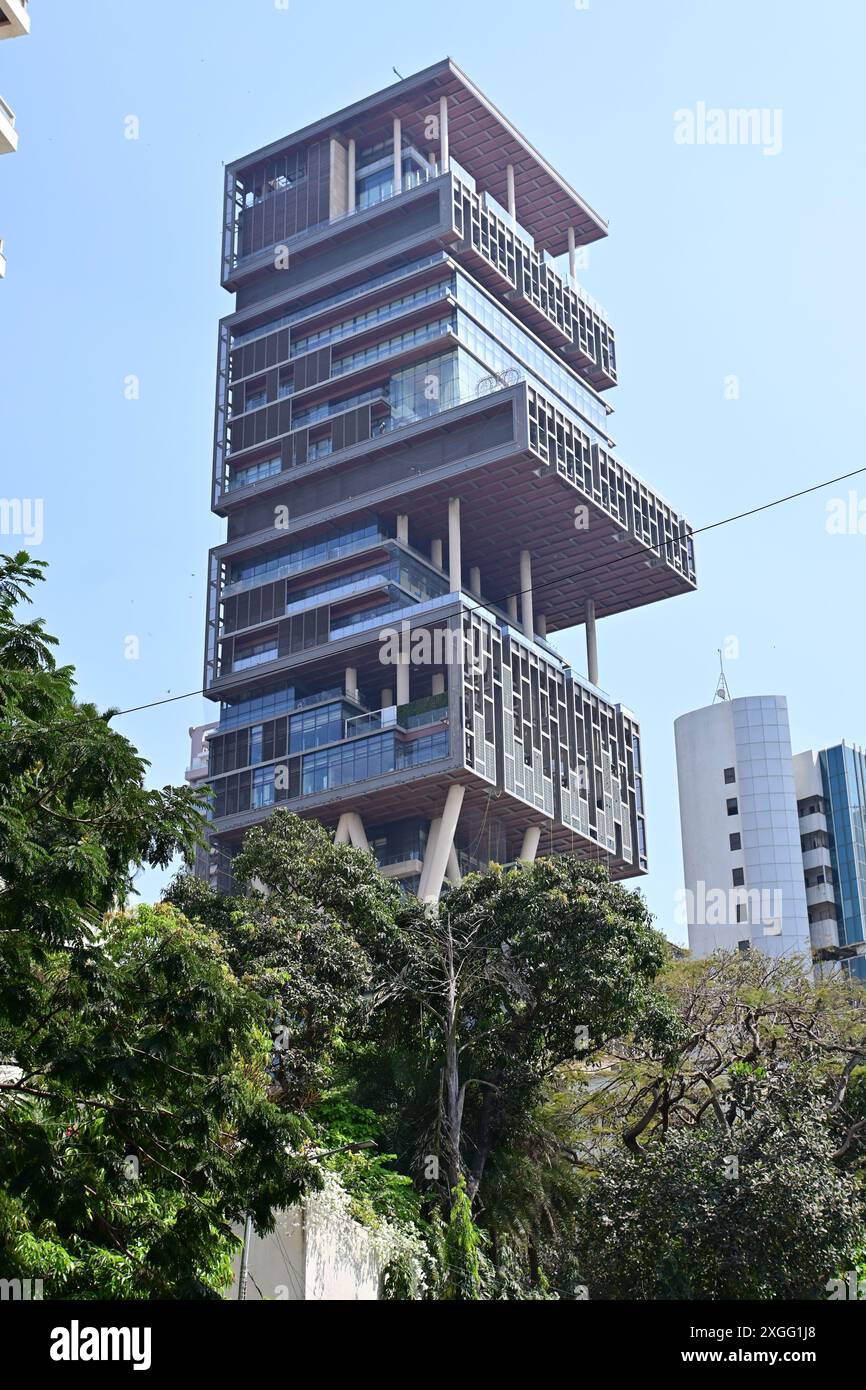 Mumbai, India - April 15, 2024: Antilia building, It is the residence of the Indian billionaire ...