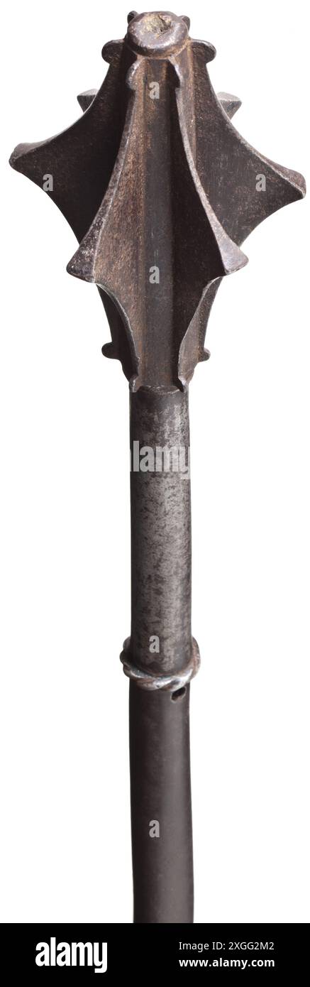 A German late Gothic mace, circa 1500 Head with six flanges, the ...