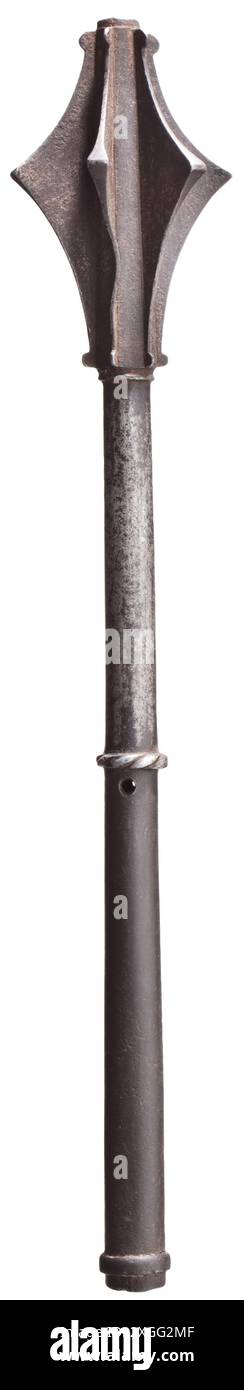 A German late Gothic mace, circa 1500 Head with six flanges, the ...
