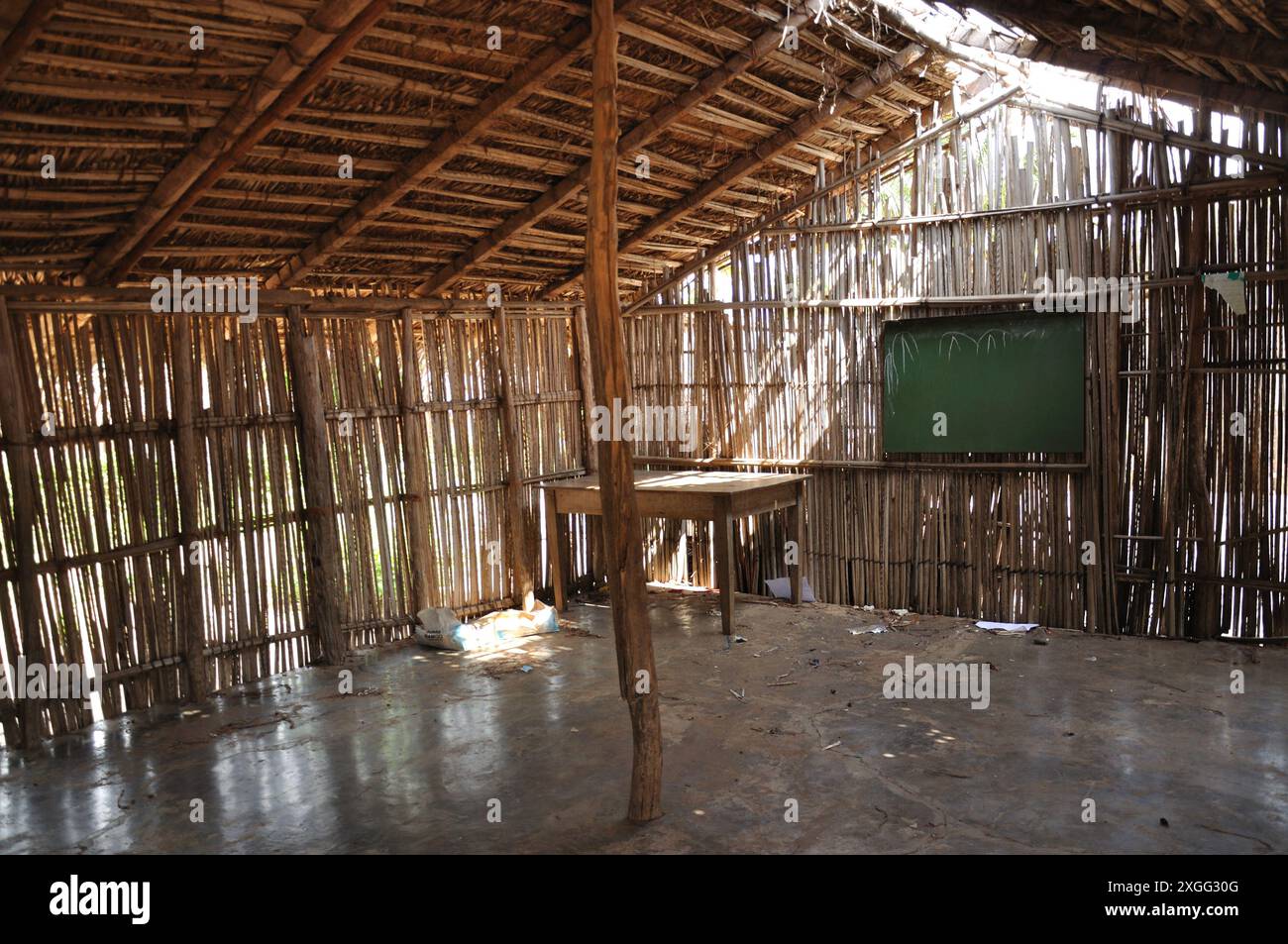 Empty rural classroom, Licaca, Inhambane, Mozambique. Blackboard and ...