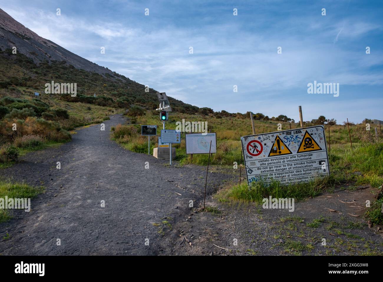 Walking path on top of Gran Cratere, Vulcano, Aelian Islands Stock ...