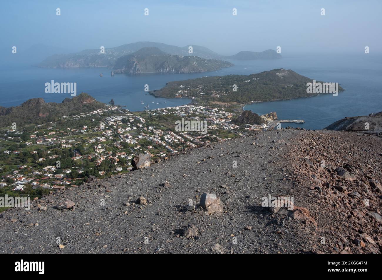 Walking path on top of Gran Cratere, Vulcano, Aelian Islands Stock ...