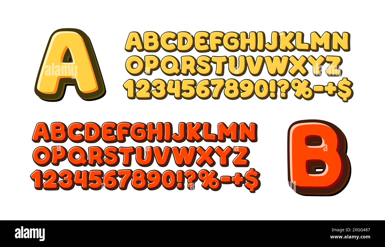 Fun font set collection, letters and numbers symbol. Vector Stock ...