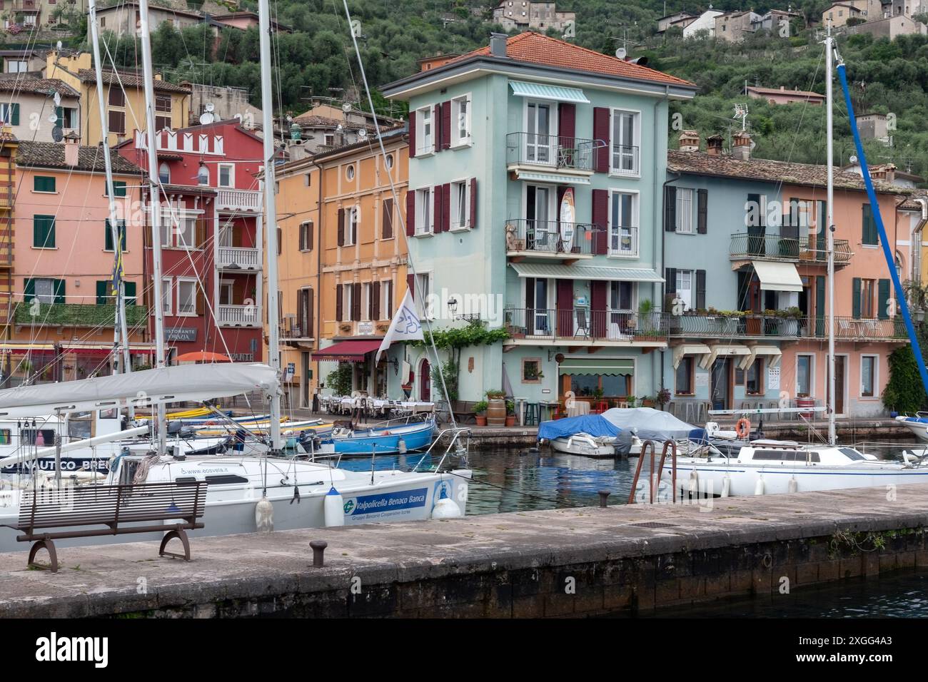 CASTELLETTO DI BRENZONE, ITALY - JUNE 14, 2024: View across the small ...