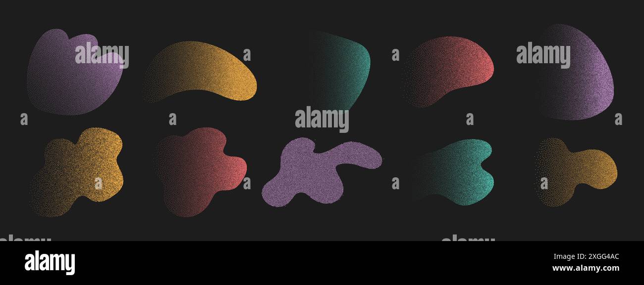 Irregular blob shapes collection with photocopy effect. Vector noise ...