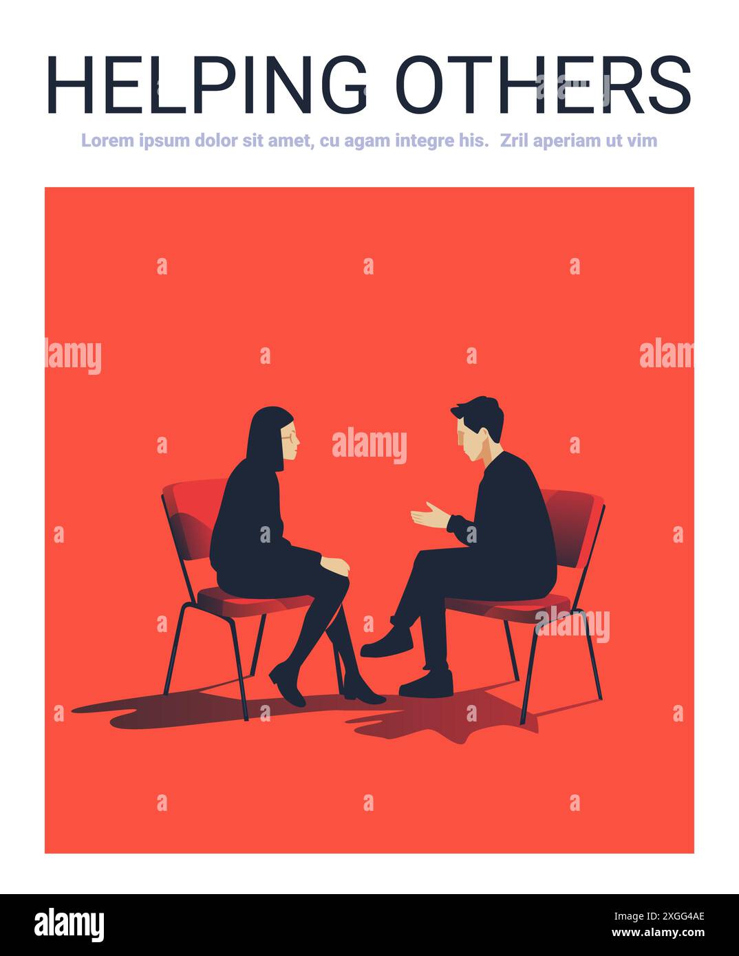 Helping Others Mental Health Concept Two people sitting and talking on ...