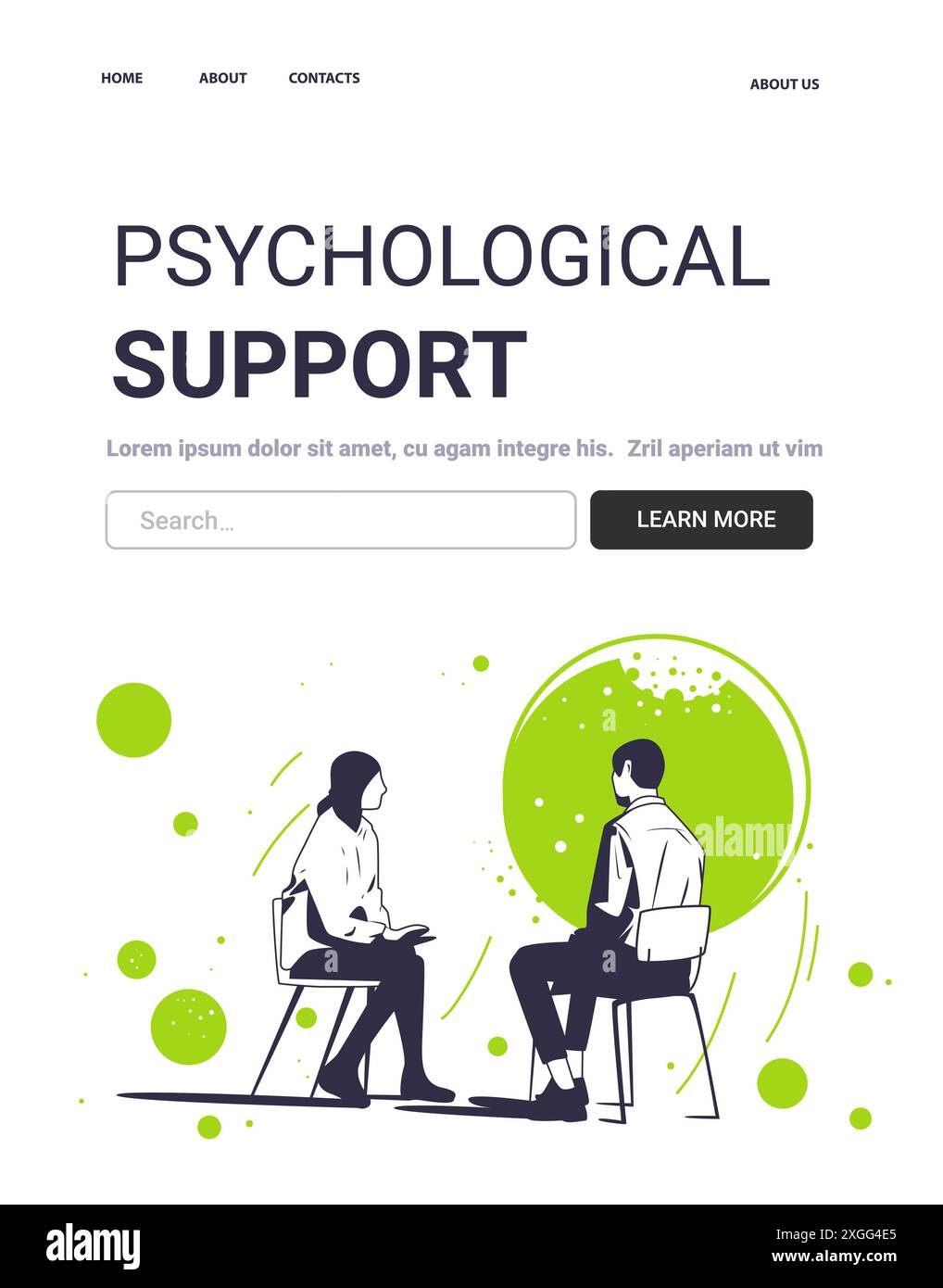 Psychological support mental health concept illustration featuring two people in a counseling ...