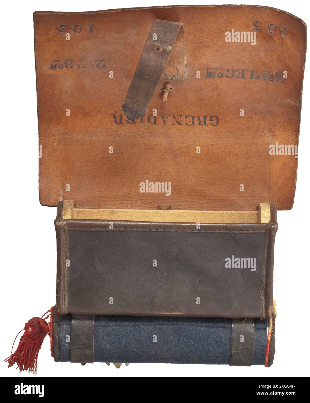 A grenadier's cartridge box Black leather, ARTIST'S COPYRIGHT HAS NOT ...
