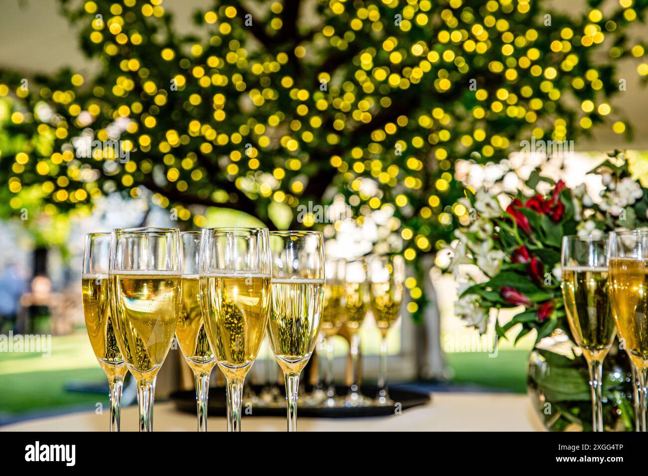 Champagne flutes golden bubbles hi-res stock photography and images - Alamy