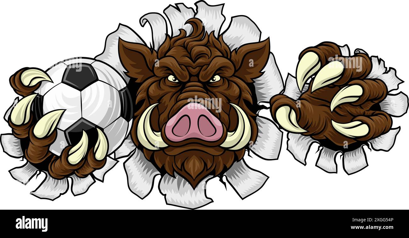 Boar Wild Hog Razorback Warthog Pig Soccer Mascot Stock Vector Image ...