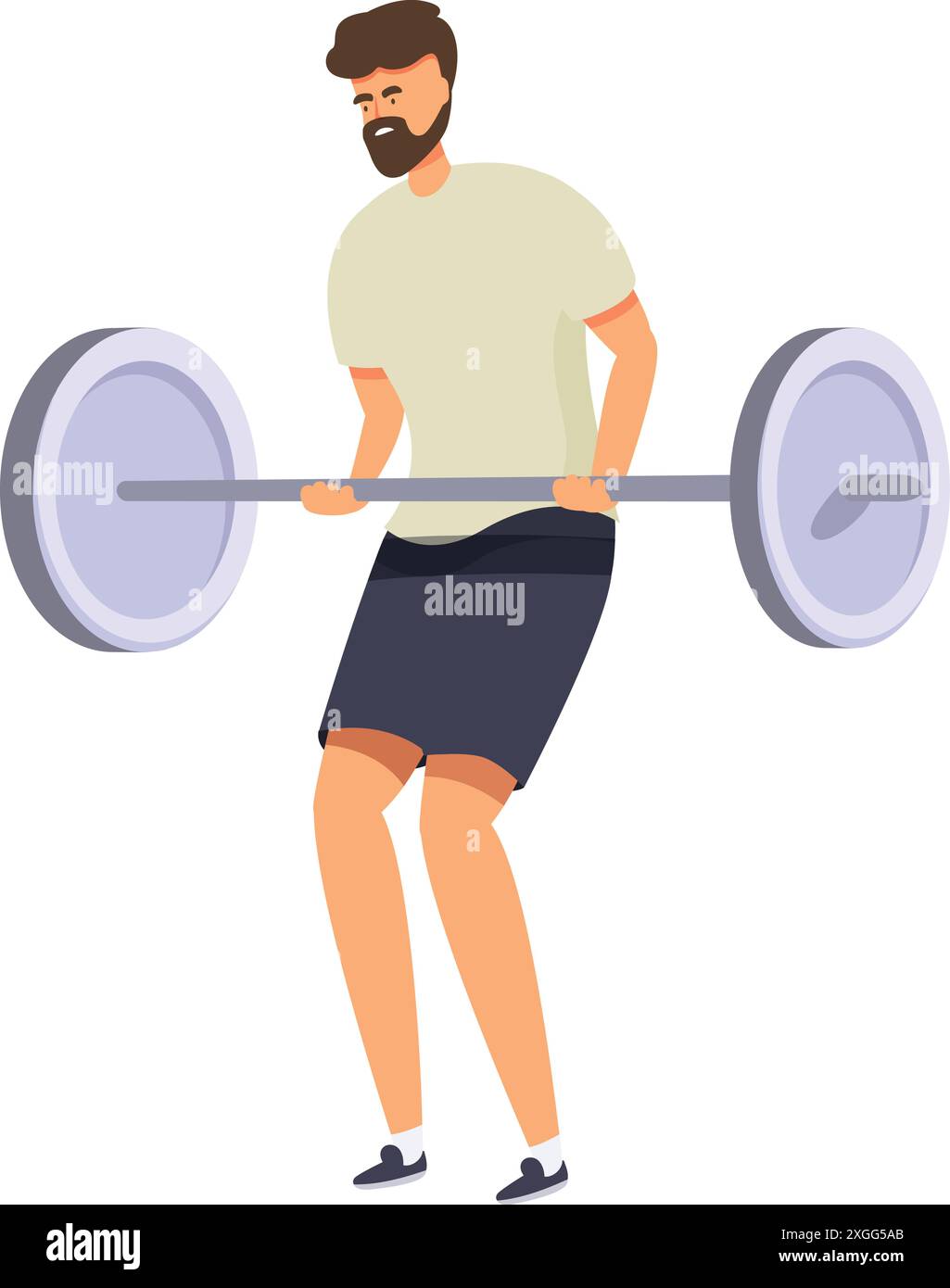 Male athlete is lifting a barbell, doing exercises for the muscles of ...