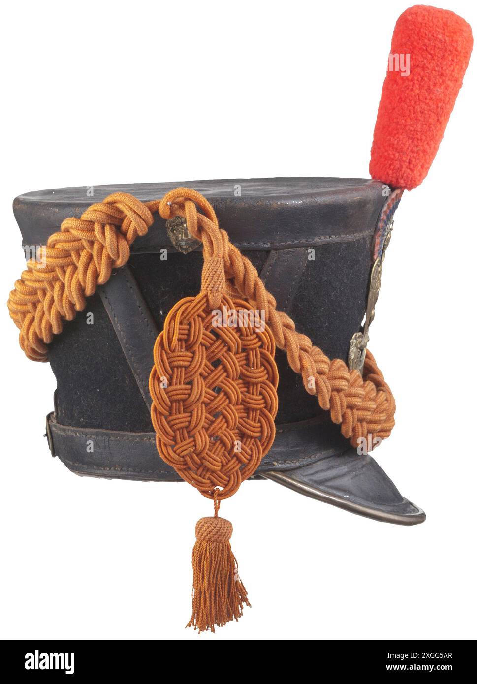 A French Infantry 1st Empire 23rd Regiment shako, Black leather body ...