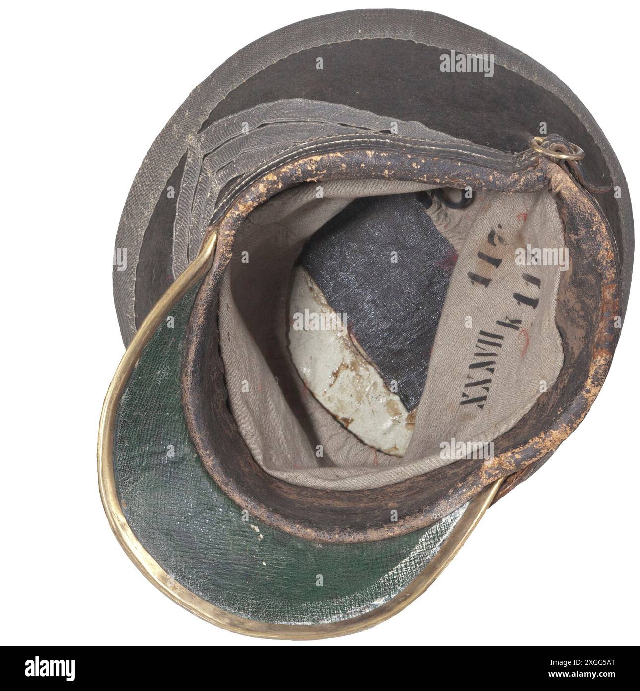 A French Infantry 1st Empire officer shako, Black leather body and ...