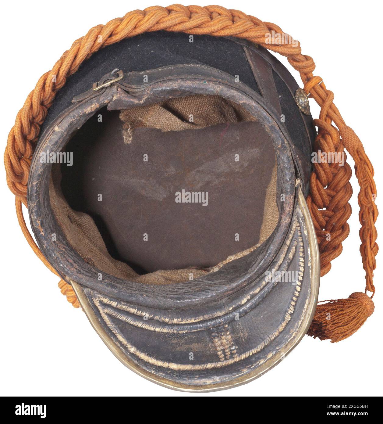A French Infantry 1st Empire 23rd Regiment shako, Black leather body ...