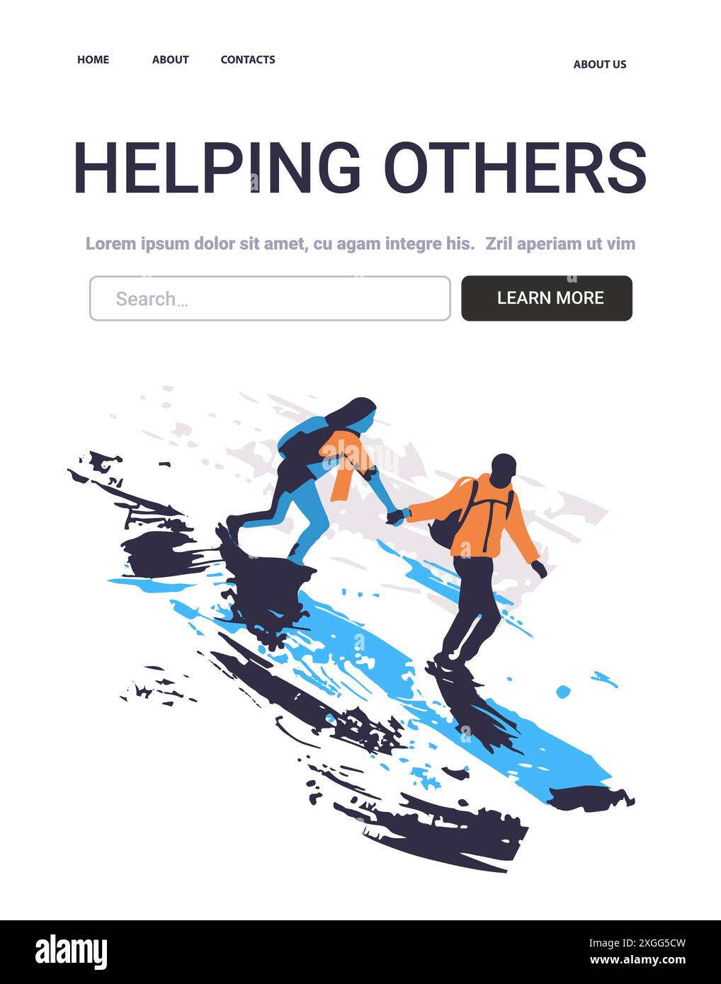 Helping Others Mental Health Concept two people hiking on a mountain ...
