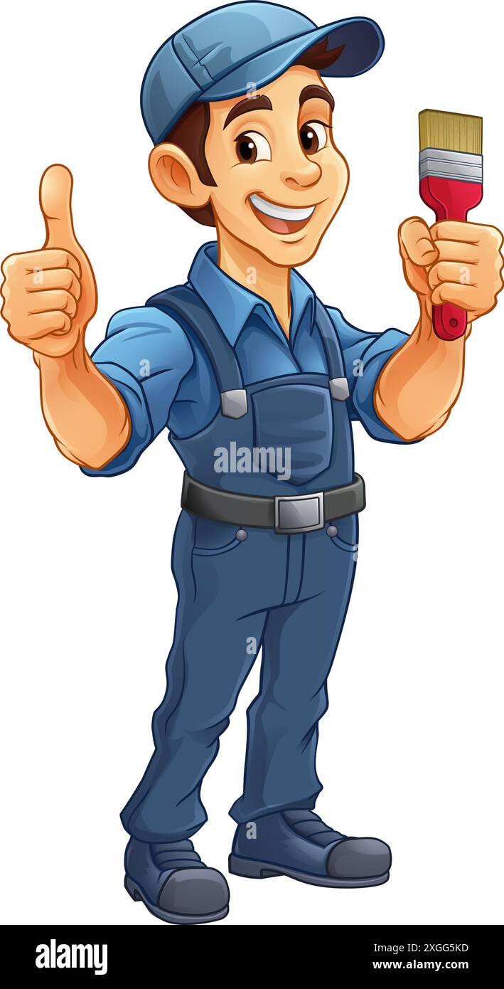 Painter Decorator Paint Brush Cartoon Handy Man Stock Vector Image ...