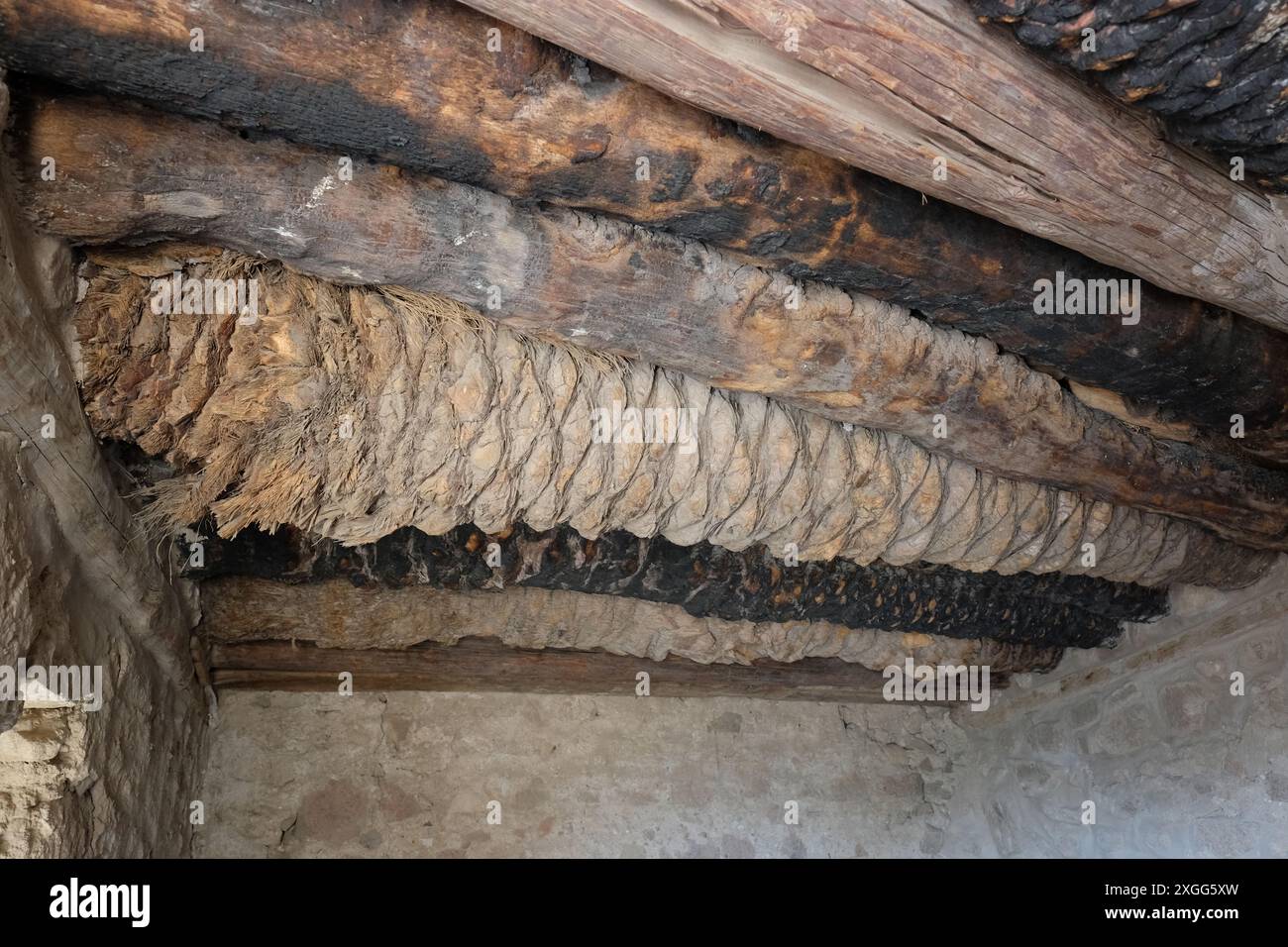 Aqaba Jordan - palm tree trunks used in the construction of the ancient ...