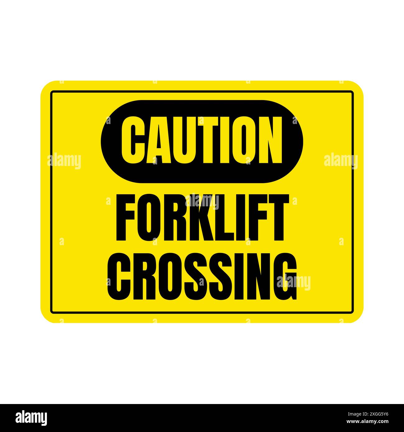 Caution forklift crossing sign illustration Stock Photo - Alamy