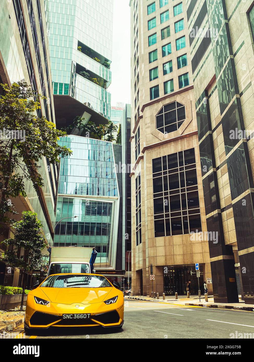Singapore city, Singapore - april 14 th, 2024: Lamborghini model yellow ...