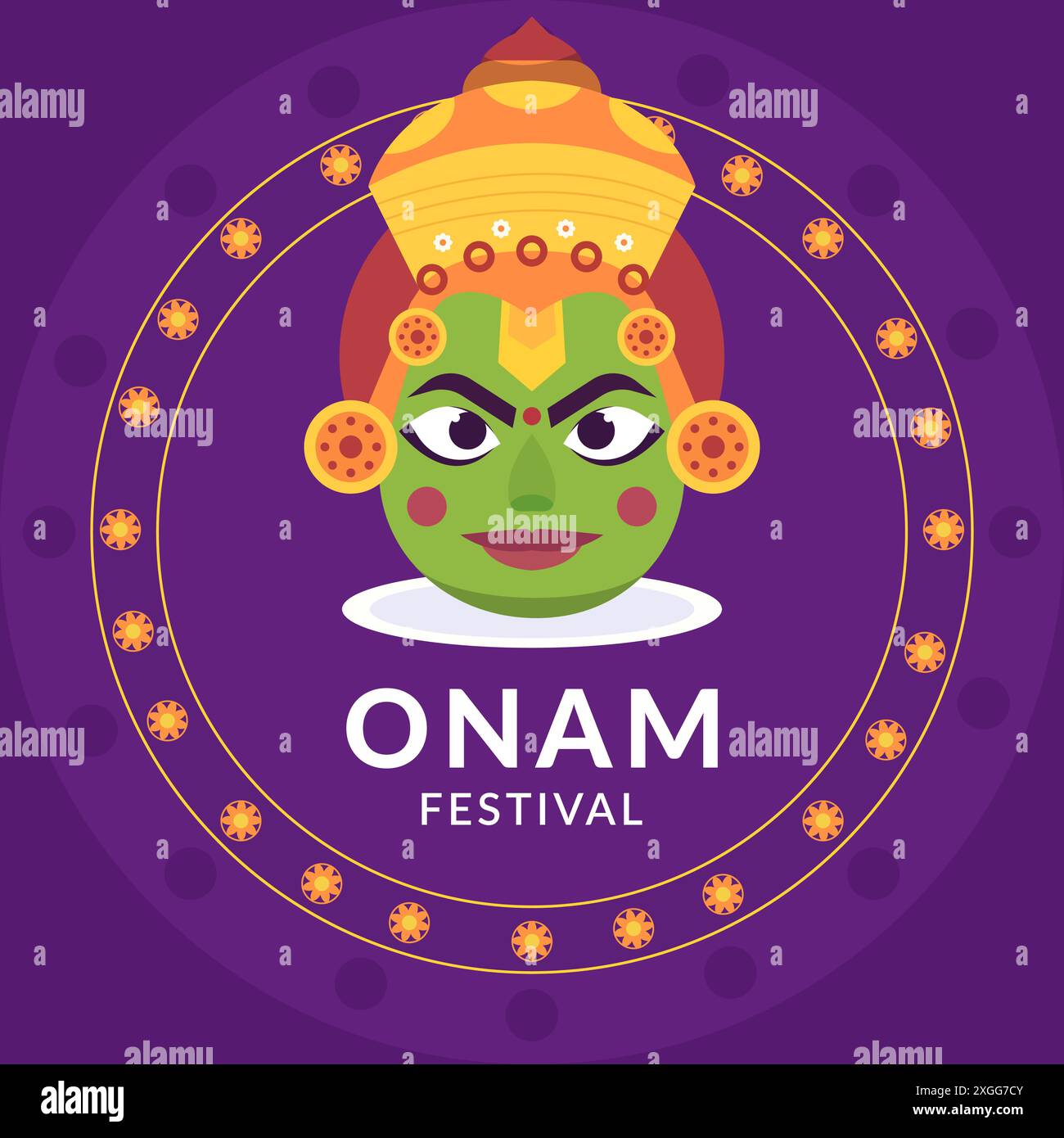 happy onam festival illustration in flat style design Stock Vector ...