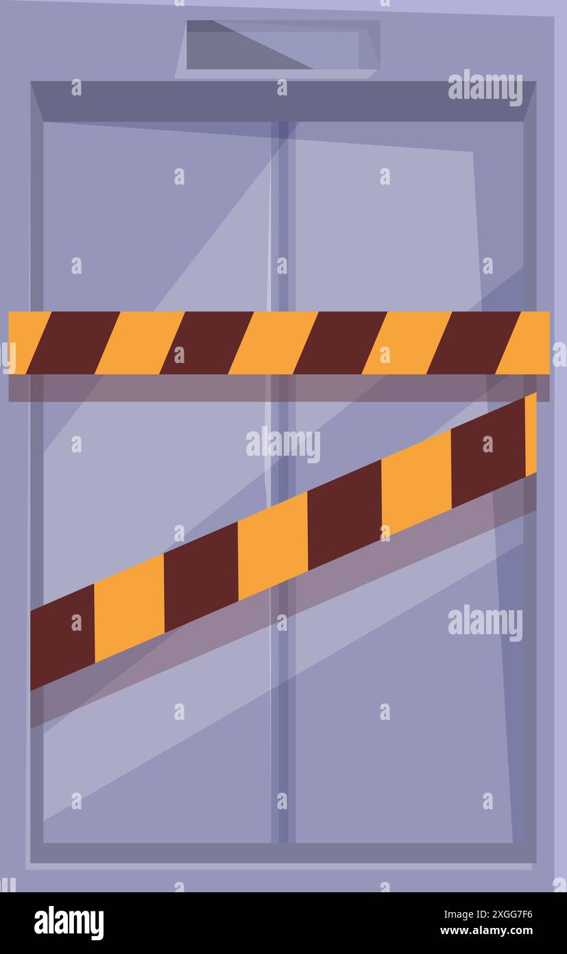 Closed elevator doors with warning tape are signaling danger and ...