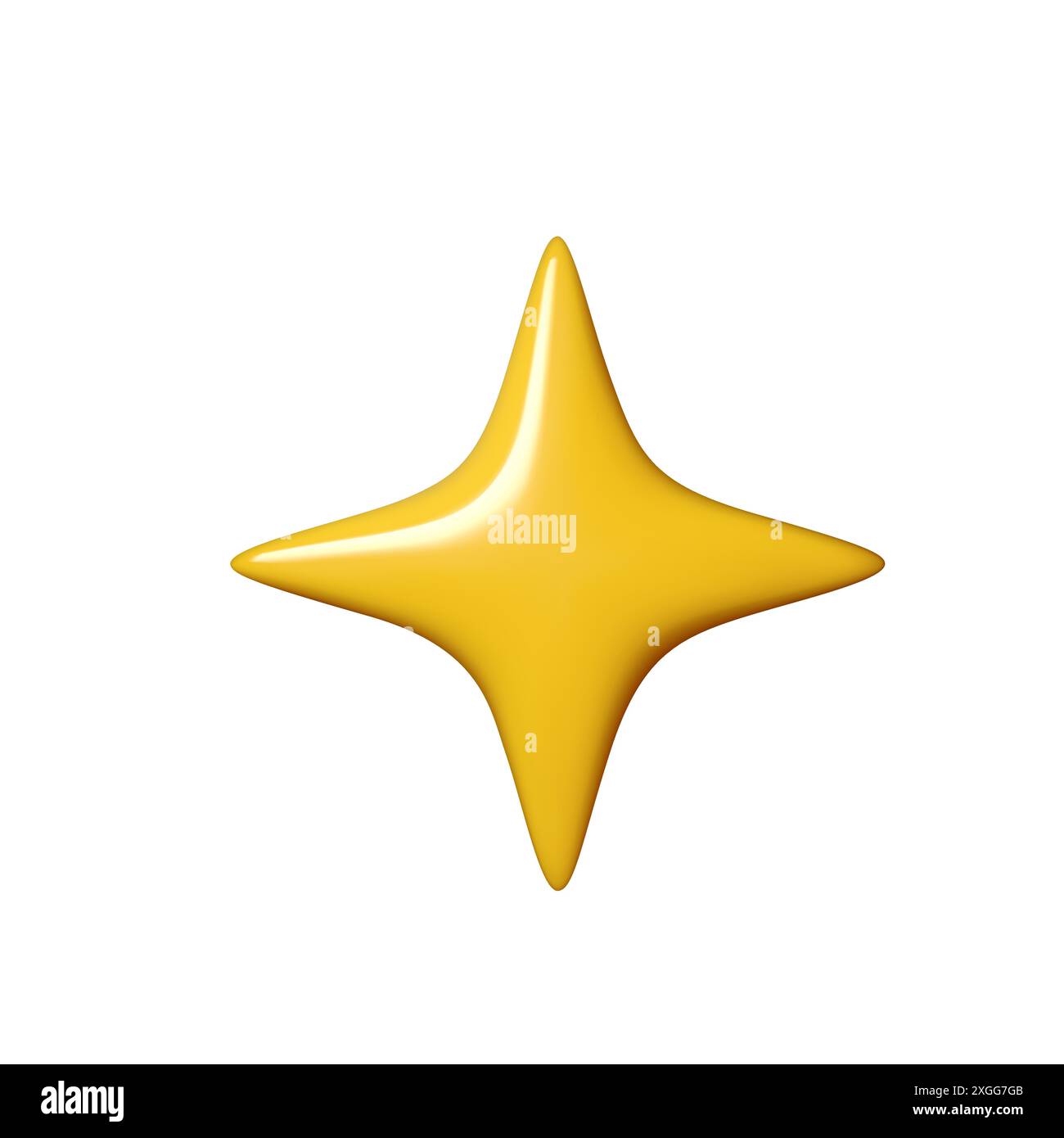 3D glossy Yellow star of shape isolated on white background. Realistic 3d design cartoon style ...