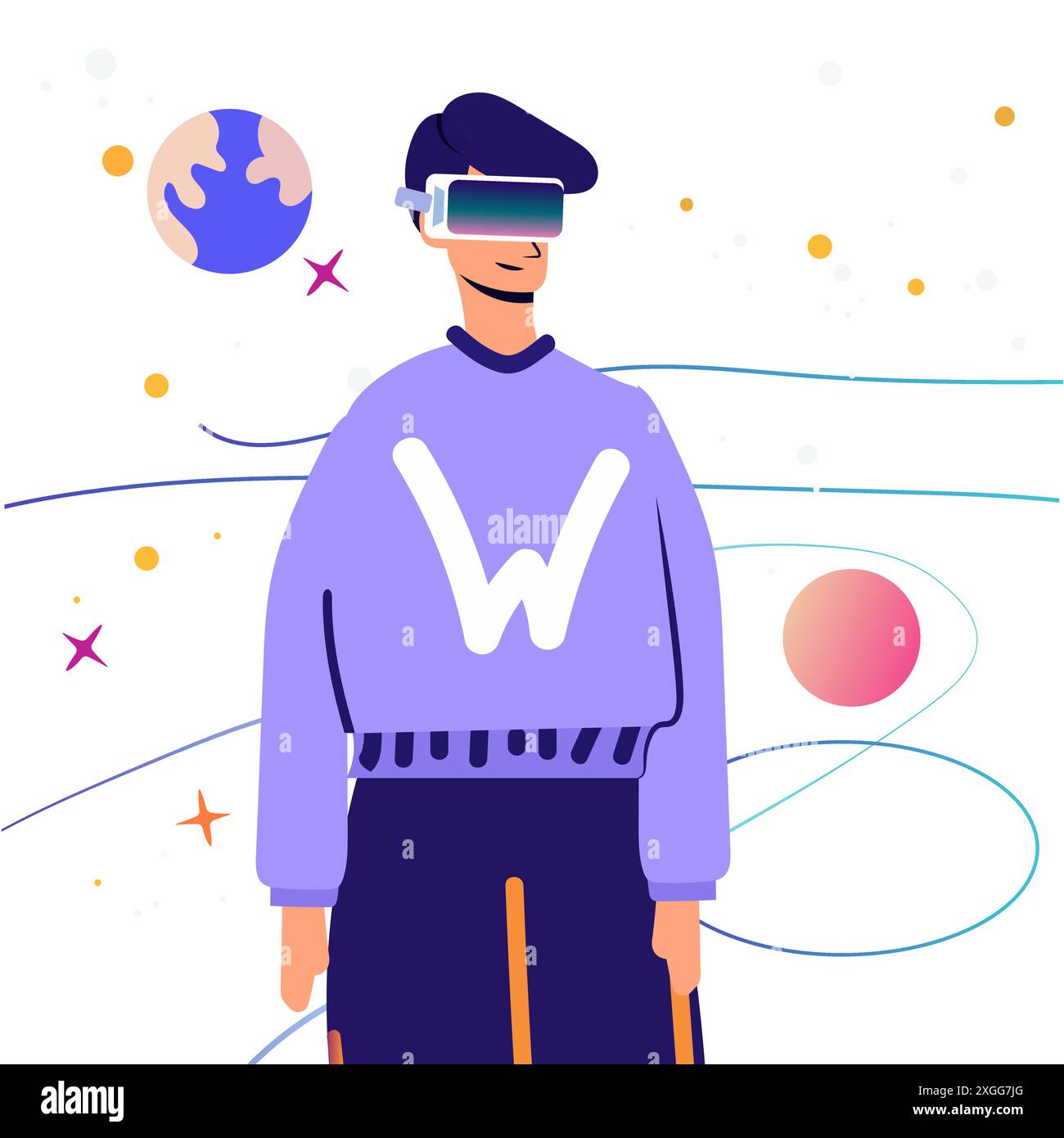 Virtual reality community futuristic person exploring space technology ... Virtual reality community futuristic person exploring space technology ...