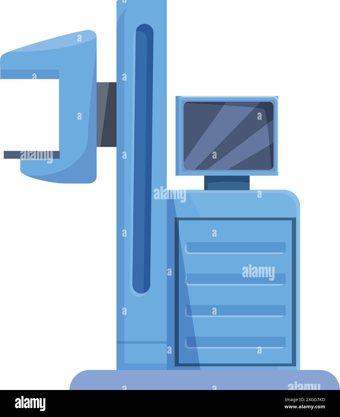 Blue x ray machine standing on the floor, generating electromagnetic ...