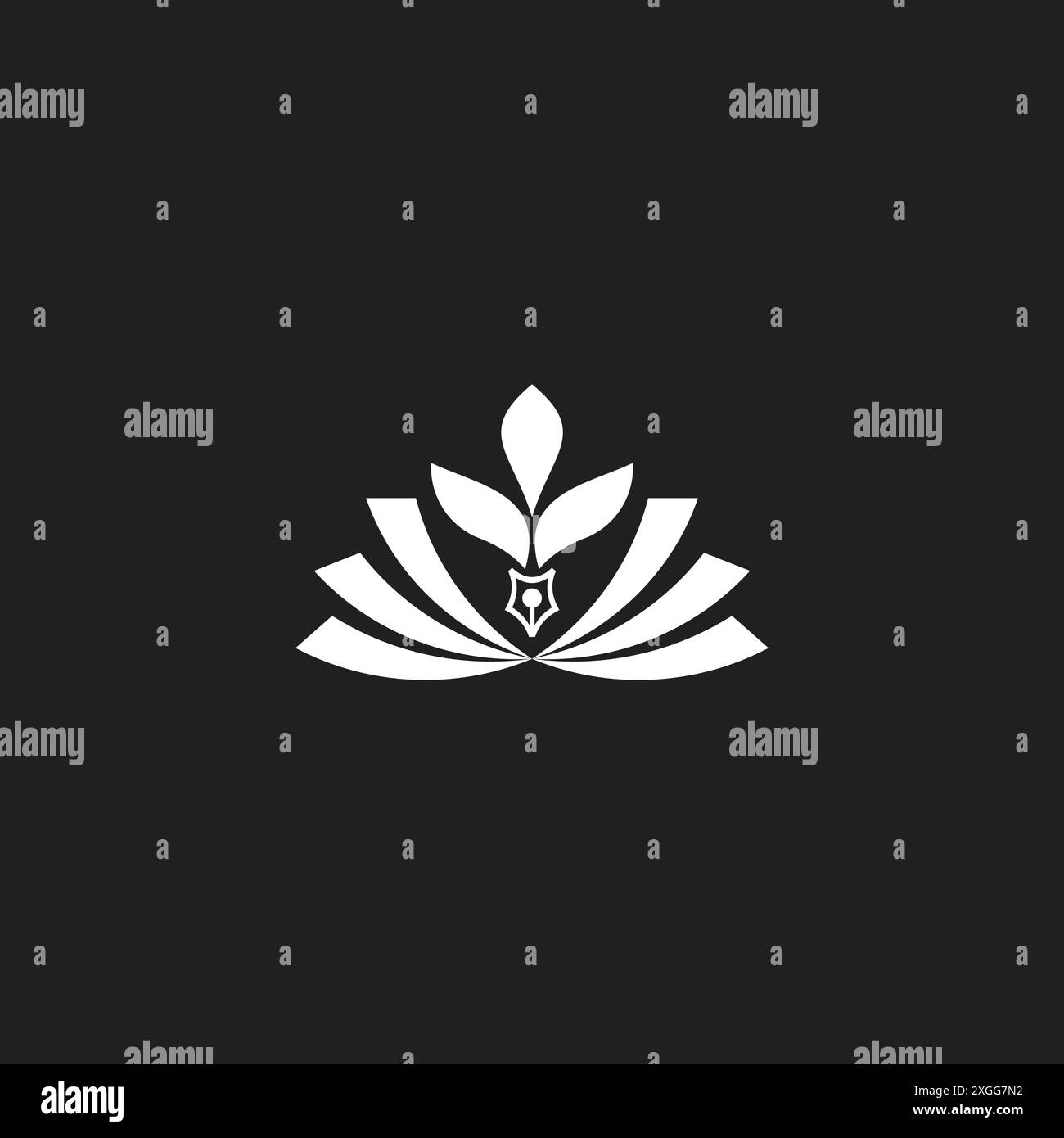pen book leaf education school simple geometric logo vector Stock ...