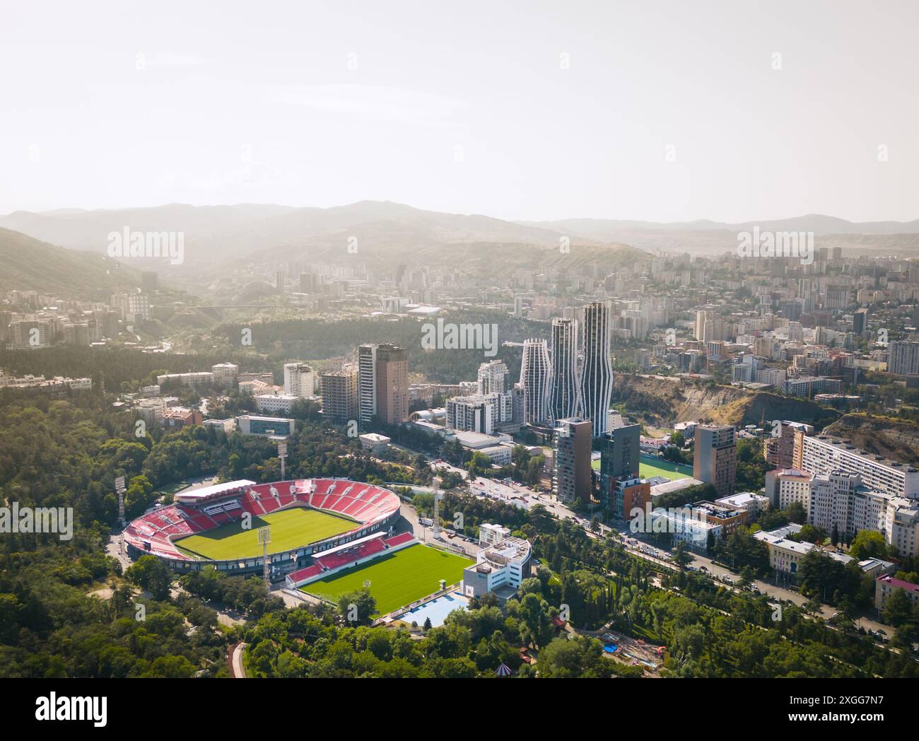 Tbilisi, Georgia- 4th july, 2024: aerial top view The Mikheil Meskhi ... Tbilisi, Georgia- 4th july, 2024: aerial top view The Mikheil Meskhi ...