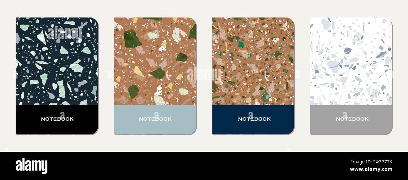 School notebook cover design. Terrazzo abstract background made of ...