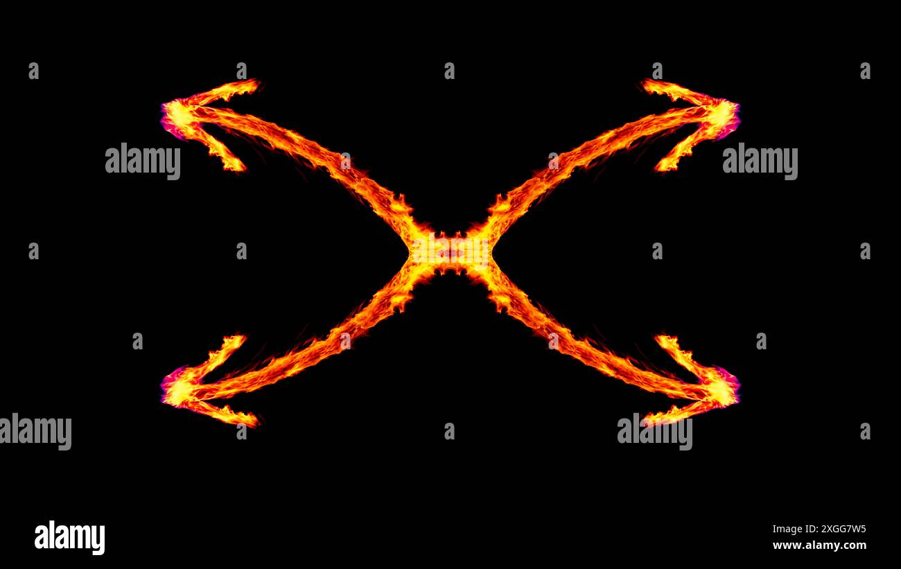 Arrow drawn with fire flame on black background Stock Photo - Alamy