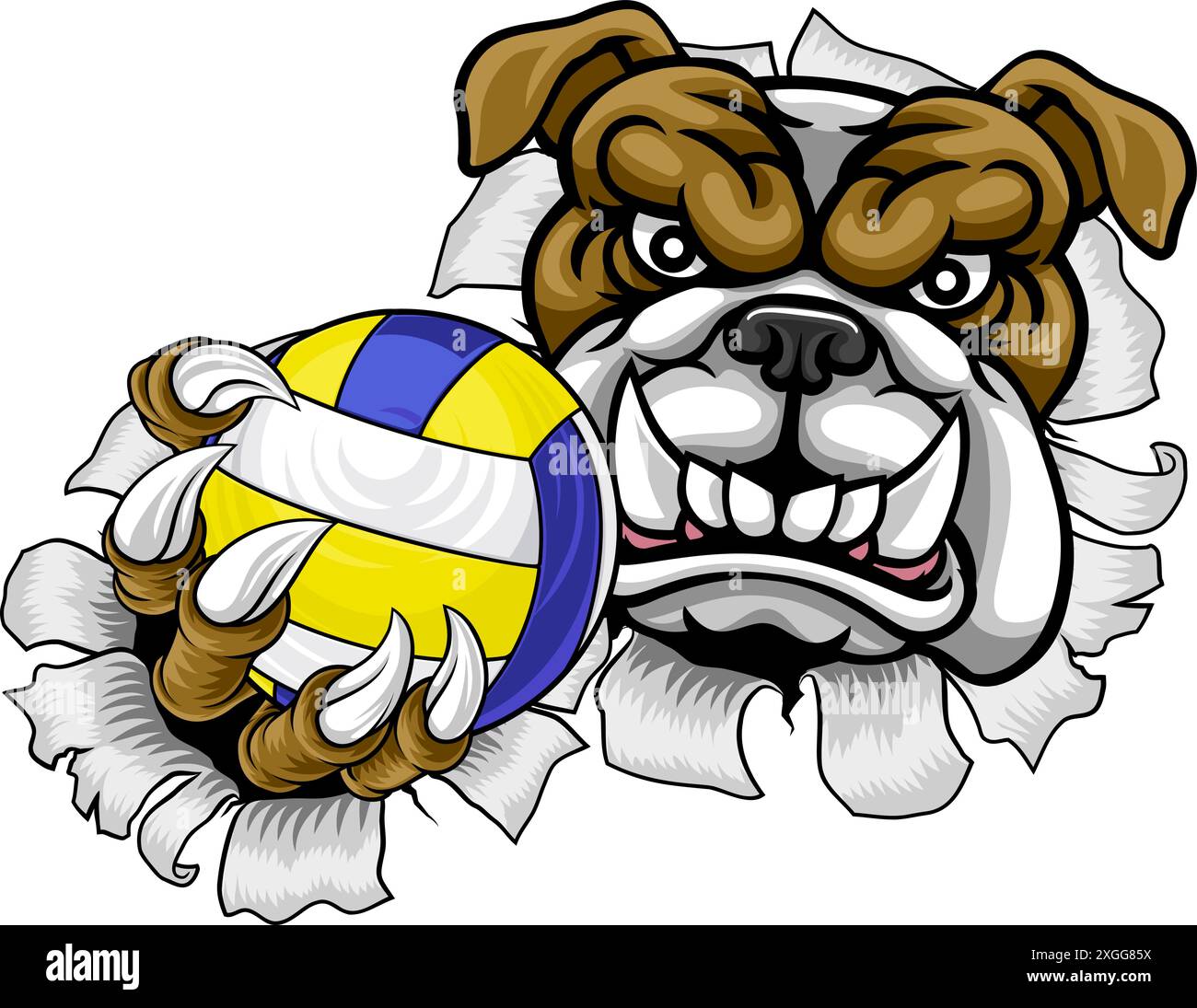 Bulldog Dog Volleyball Volley Ball Animal Mascot Stock Vector Image ...