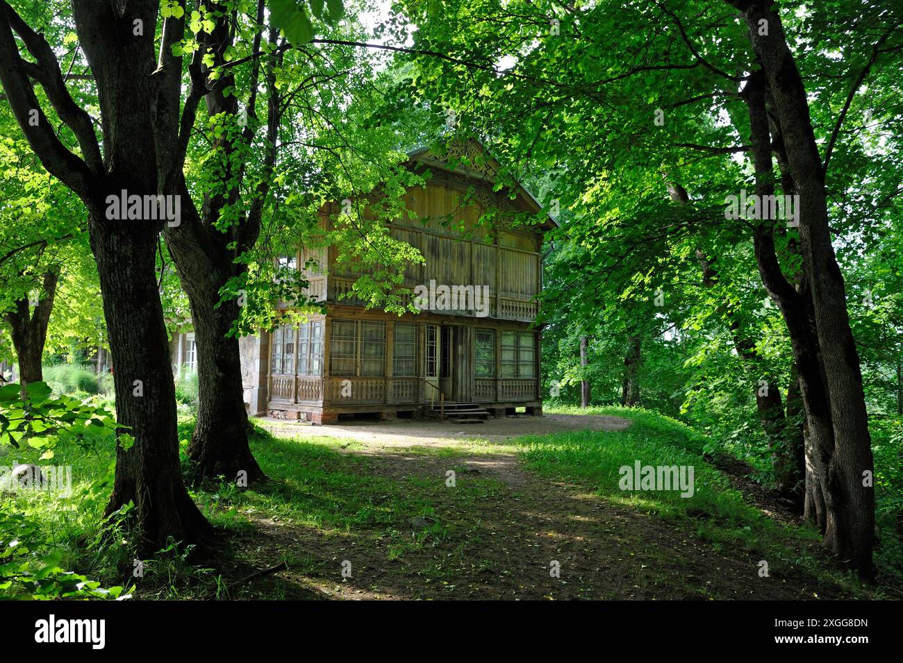 Wooden house in the village of Krimulda, around Sigulda, Gauja National ...