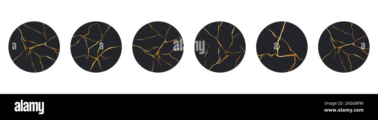 Highlight cover circle Kintsugi gold simple break lines, asian ...