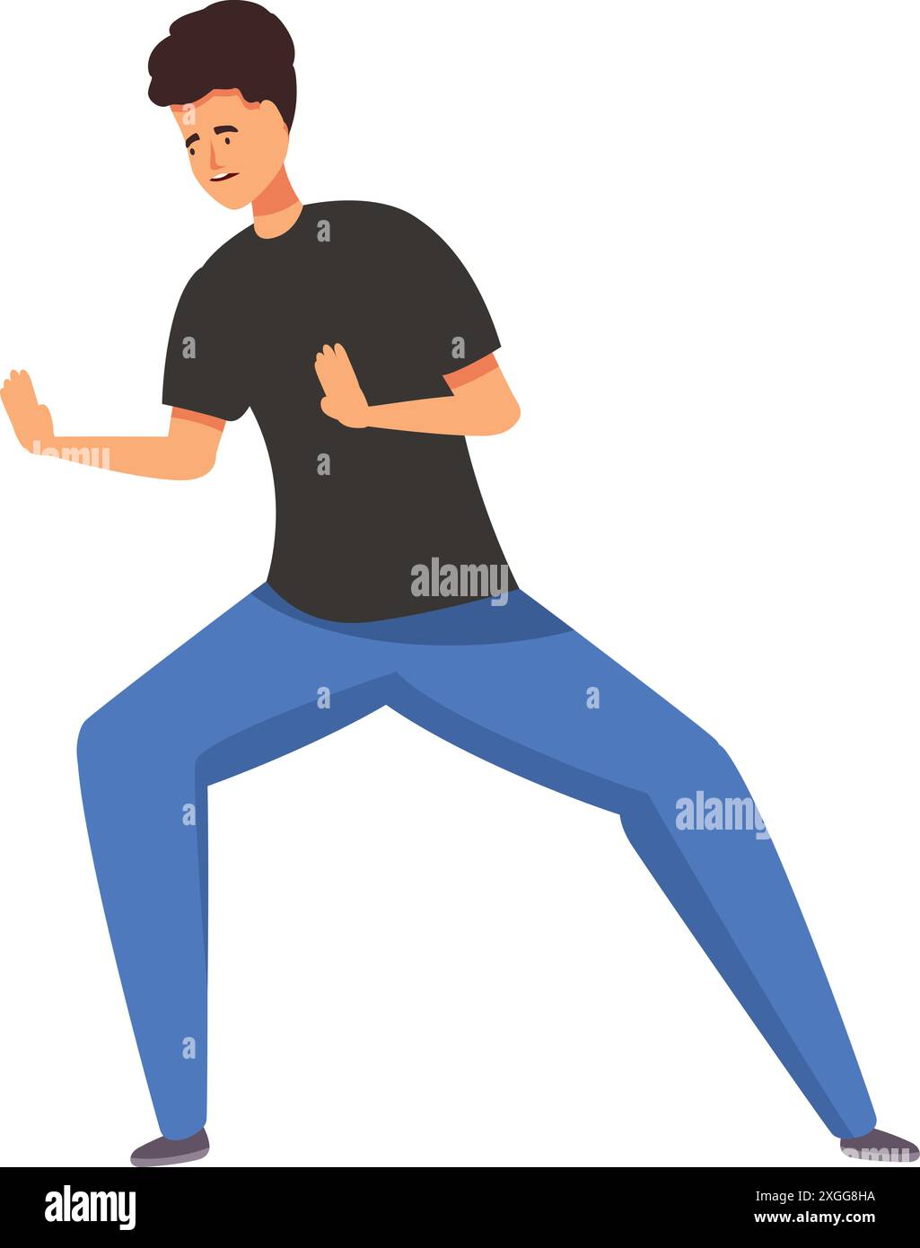 Young man practicing fighting stances hi-res stock photography and ...