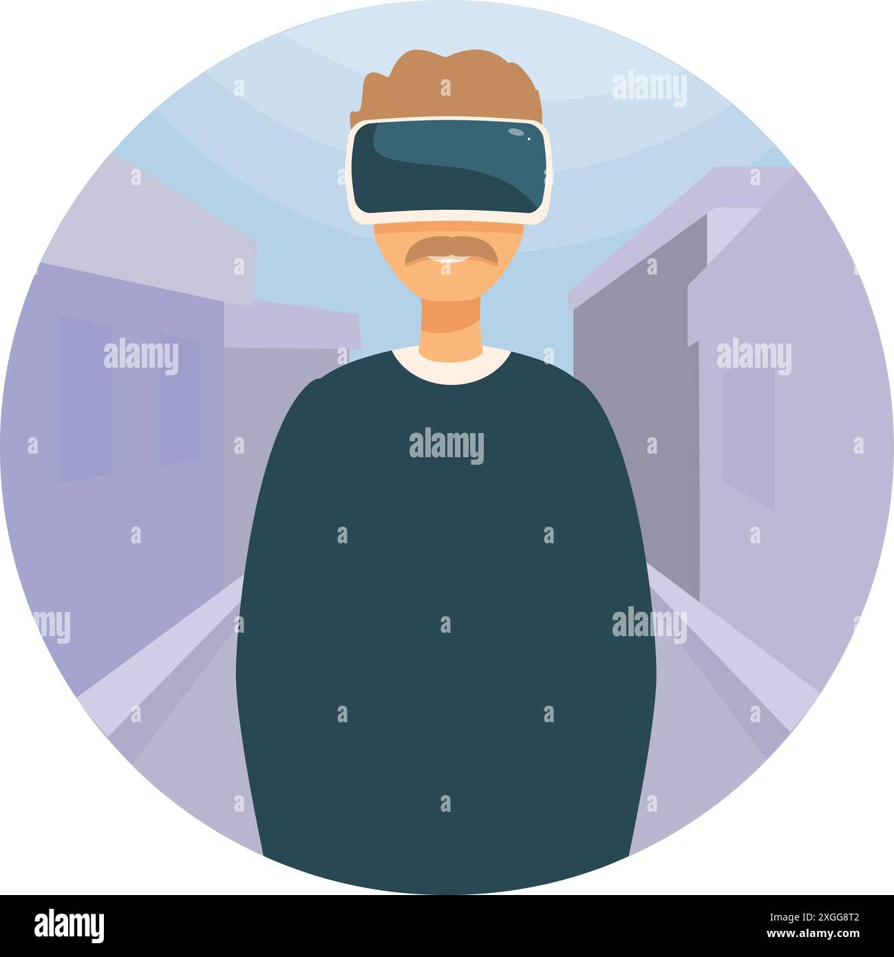 Man is immersed in the metaverse, wearing a vr headset and exploring a ...